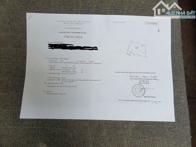 ĐẤT VÙNG LÕI BA ĐÌNH, SÁT MẶT ĐƯỜNG ĐÊ LA THÀNH, 2M RA PHỐ LỚN SẦM UẤT ...